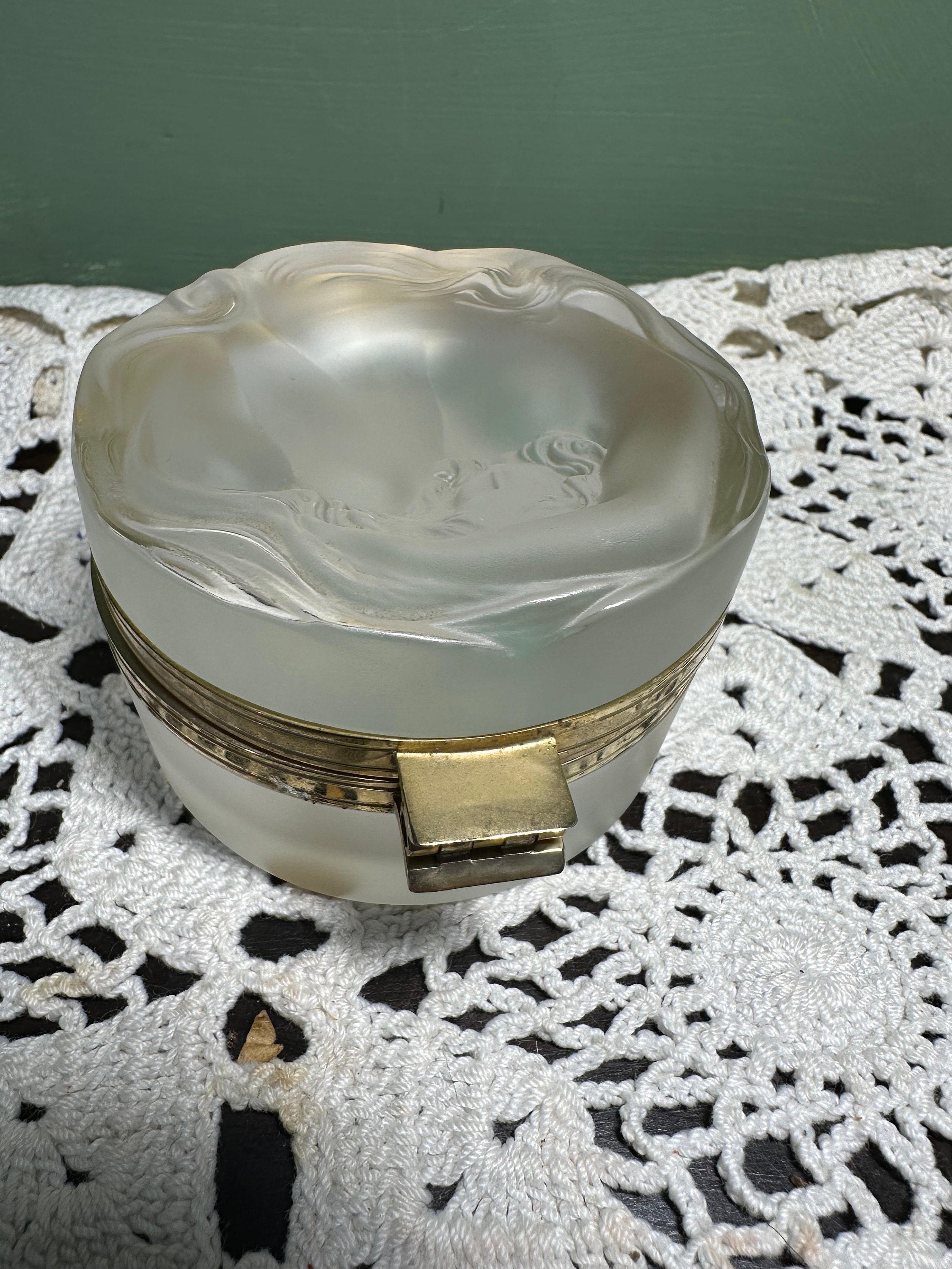 Antique Nude Woman Rene Lalique POWDER BOX Art Deco Dresser Parfum ...