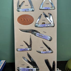 Vintage Case Xx PERIWINKLE Knife KNIVES With Case Display Board SS ...