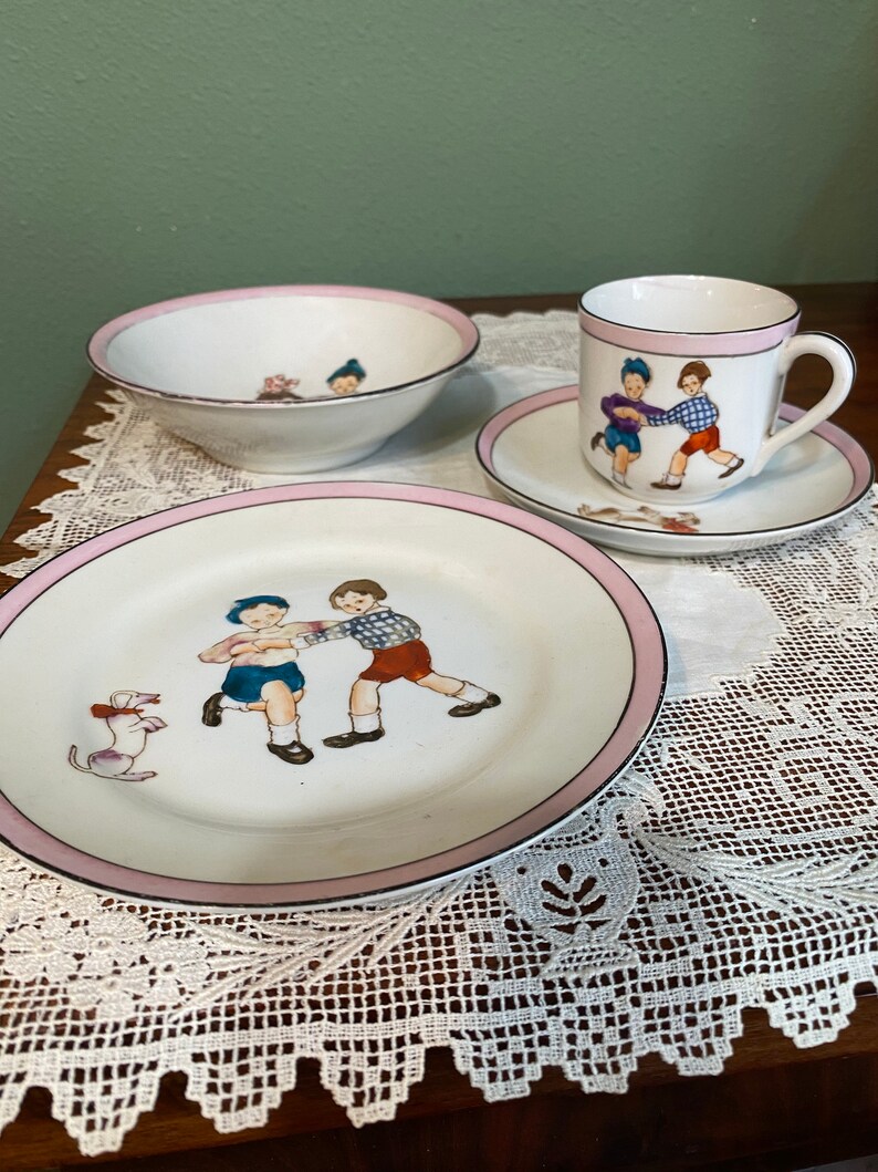 Antique Noritake Child Children Dishes Dish Set Nursery Rhyme Water ...