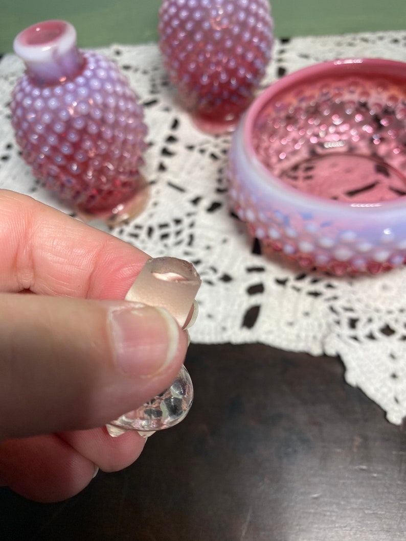 Antique Fenton Hobnail Cranberry DRESSER SET Powder Box - Etsy