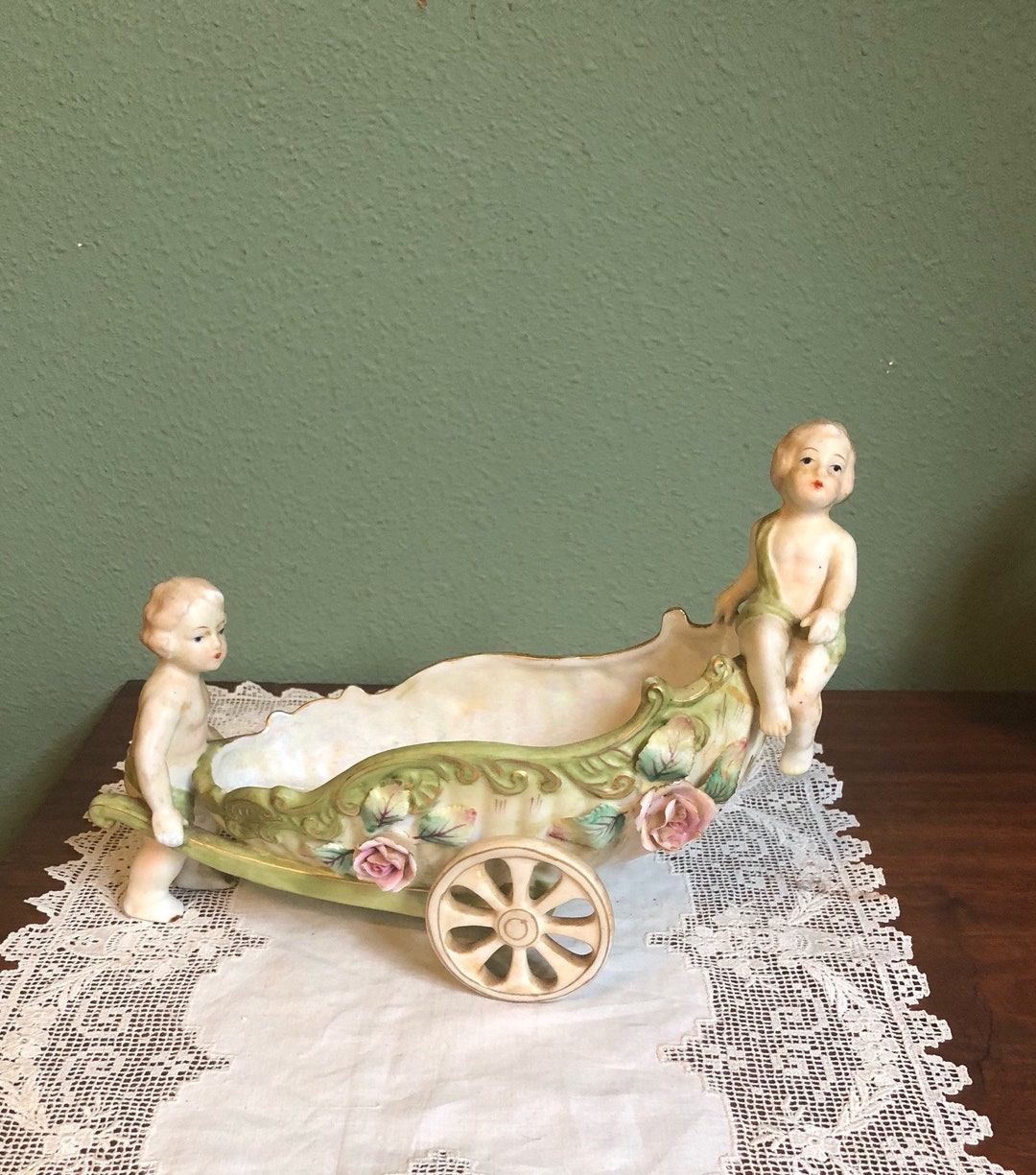 Vintage Lefton Cherubs Wagon vase compote ailes de bébé Large - Etsy France