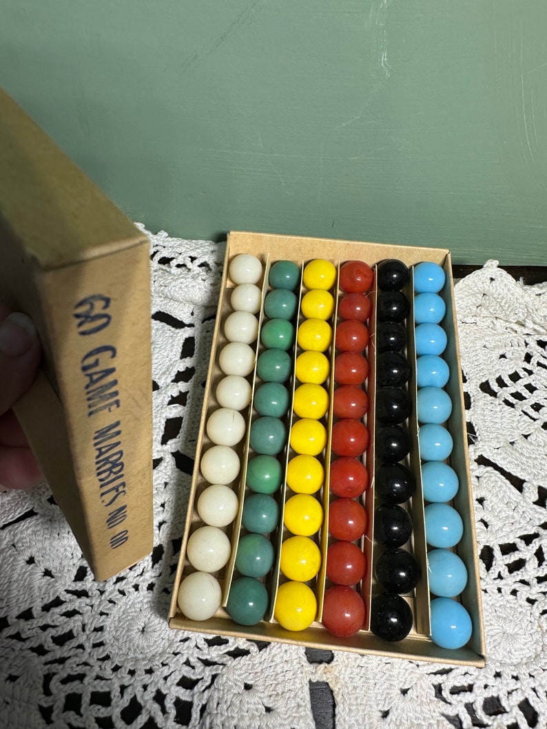 Vintage BOXED Akro Agates Chinese Checkers No 00 MARBLES Glass ...