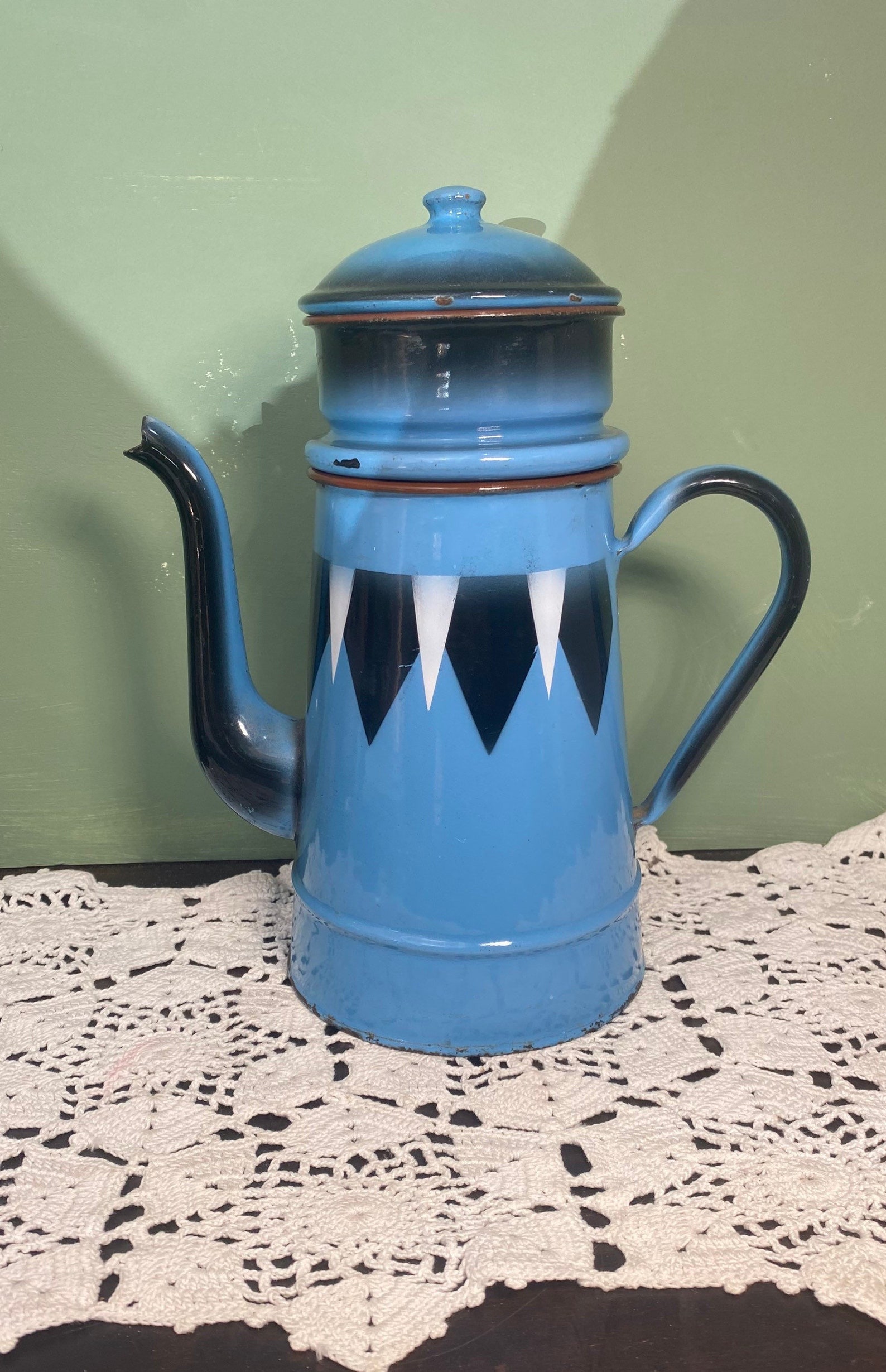 Antique COFFEE POT Belgique Tea Kettle Pan Pot Kitchen Enamel - Etsy