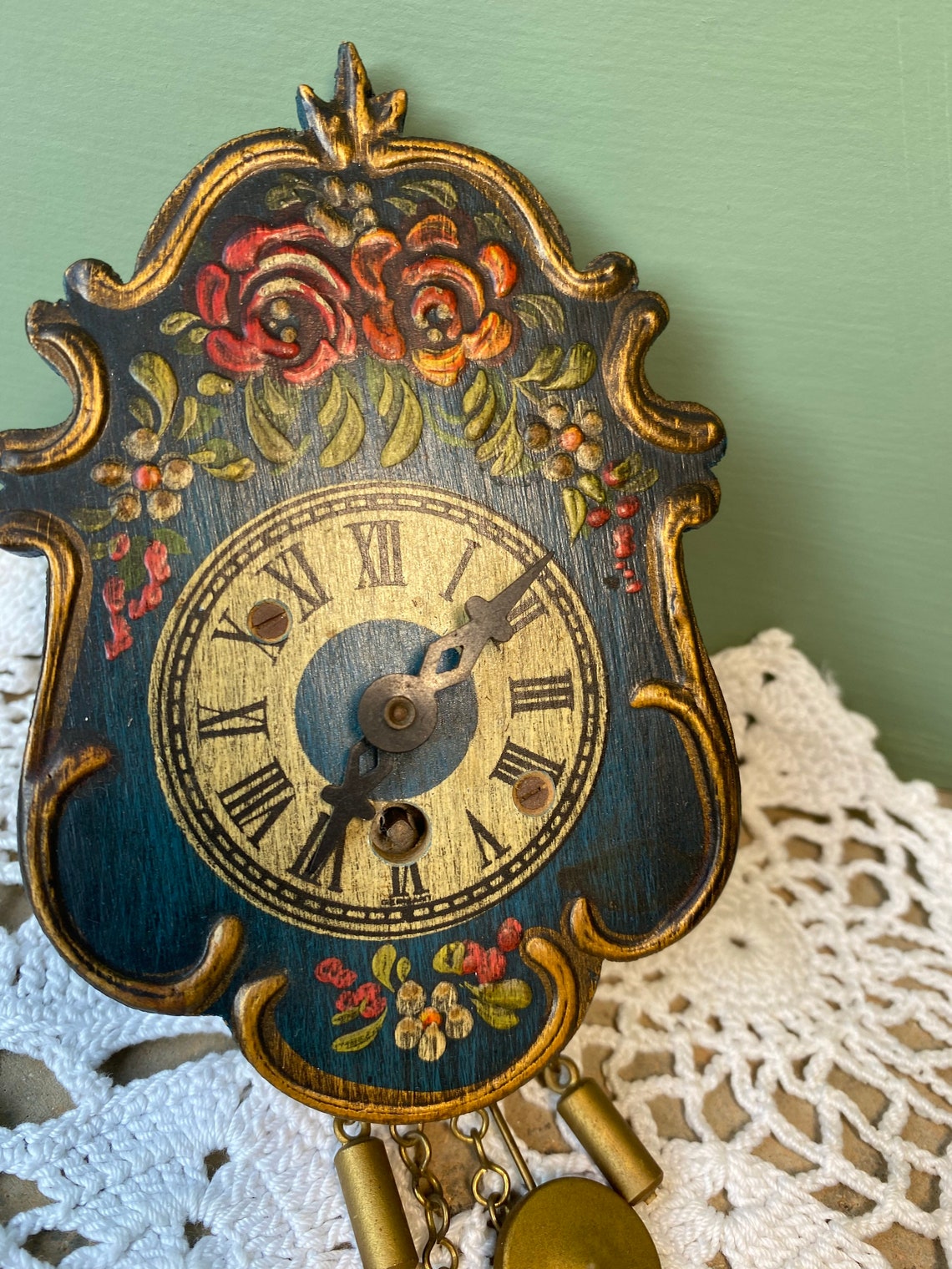 Antique Mini Miniature CLOCK Coo Coo Hanging Wall Tile Painted | Etsy