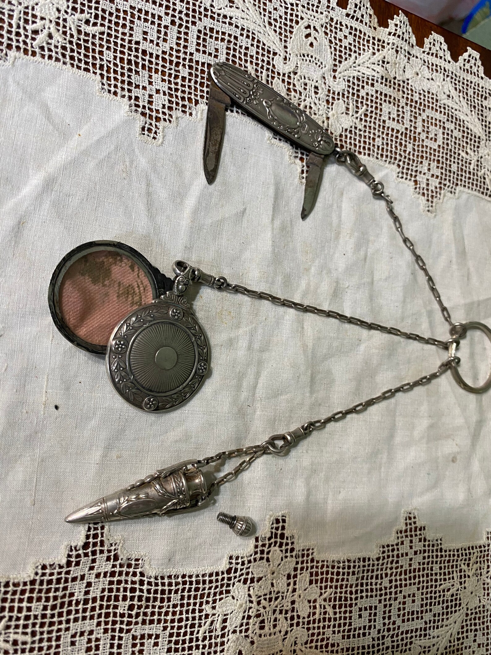 Antique Victorian Chatelaine Pocket Knife Locket Perfume | Etsy