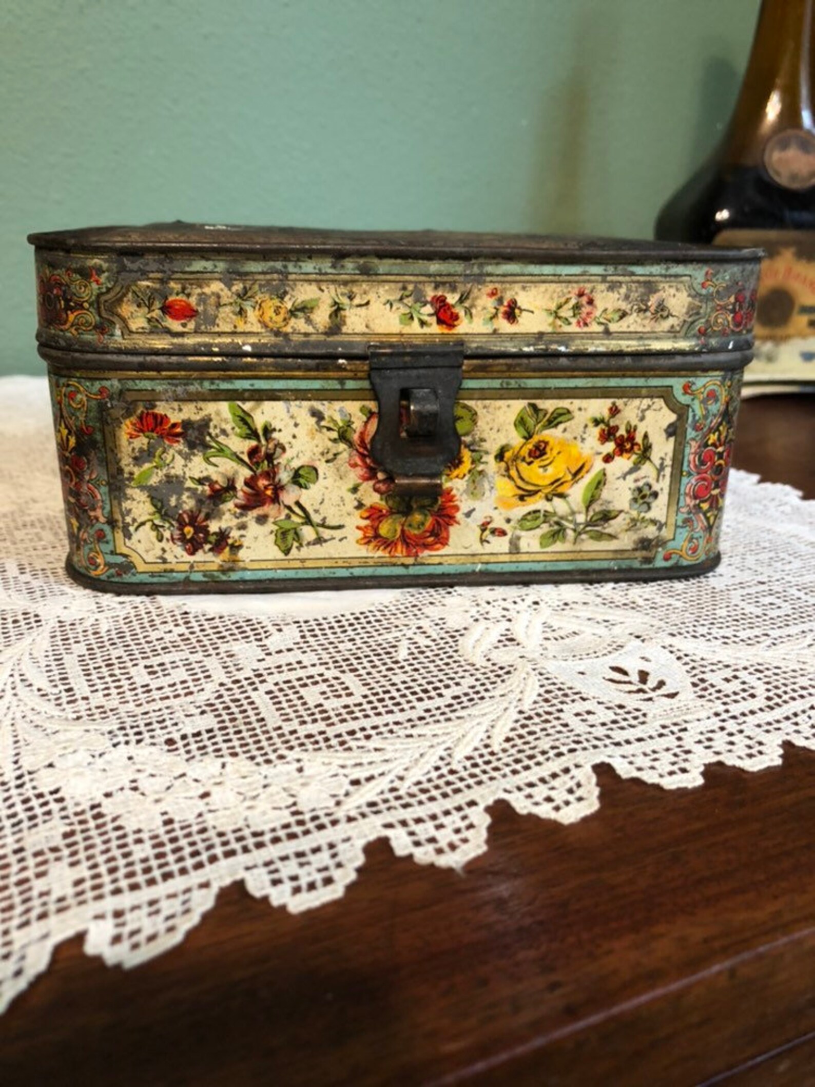 Vintage Hand Painted SPICE BOX Tin CANISTERS Copper Floral - Etsy