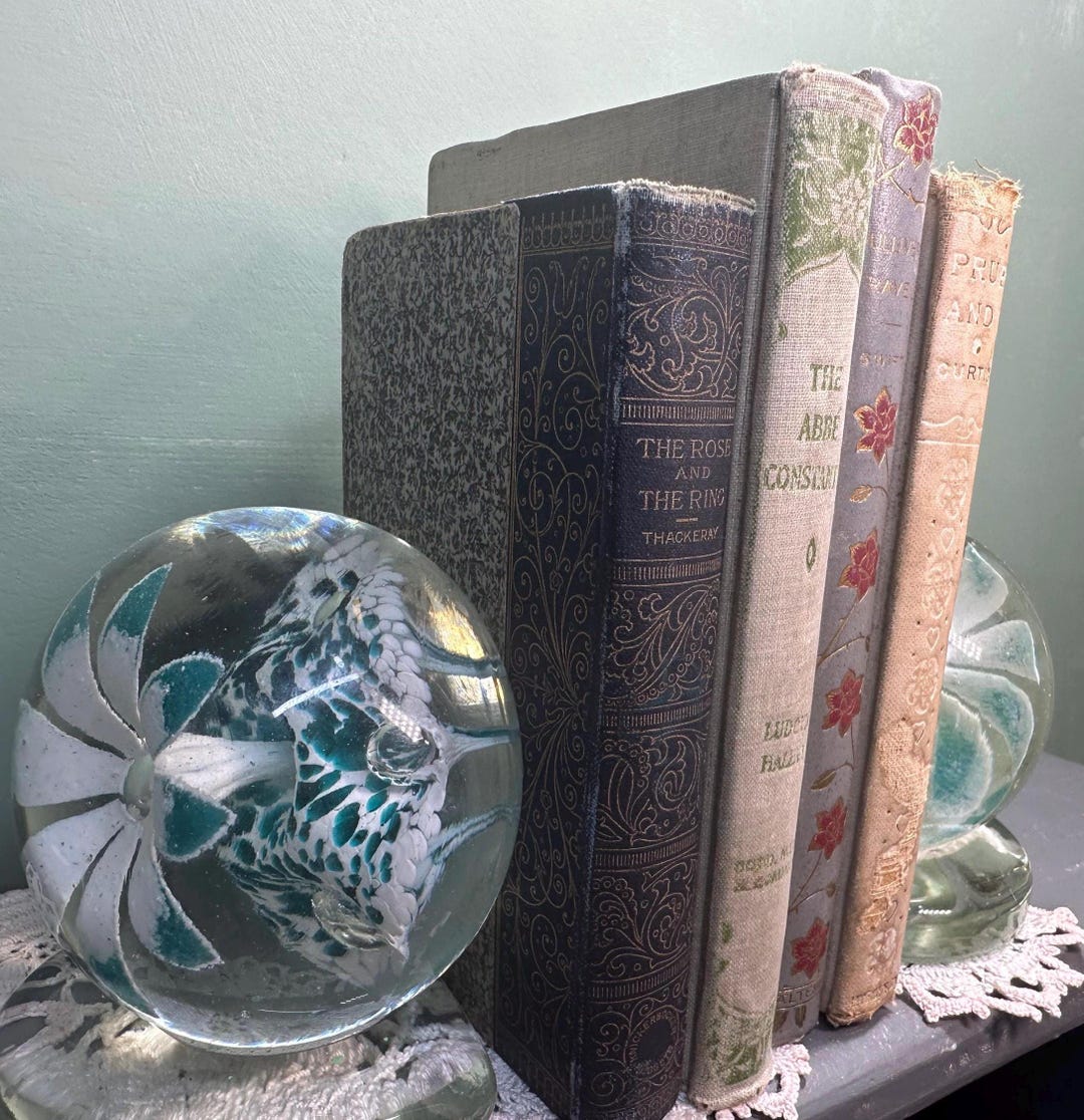 Vintage Art Glass BOOKENDS Ed Rithner PAPER WEIGHT Hand Blown Glass ...