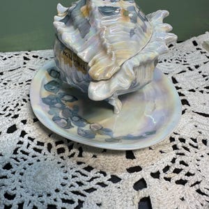 Antique SHELL Royal Bayreuth DISH Bowl With Tray Porcelain Conch Shell ...