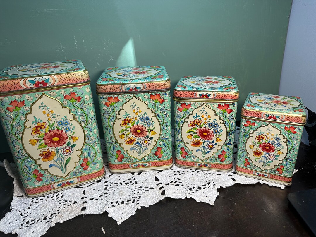 Vintage Holland Shabby Chic TINS Box Metal Embossed Litho Flowers ...
