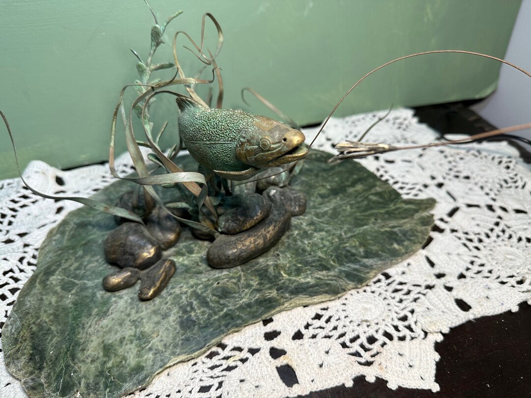 Mid Century SCULPTURE Bronze Fish Gregory Higgins Seaweed Bouncing Bug ...