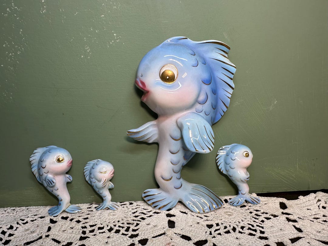 Vintage WALL FISH Adorable Pocket Fish Bathroom Retro Wallpocket Lefton ...