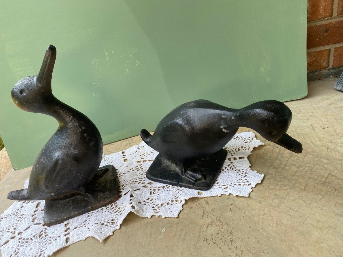 Antique Cast Iron Huge Garden DUCKS Animals Adorable 19th Century ...