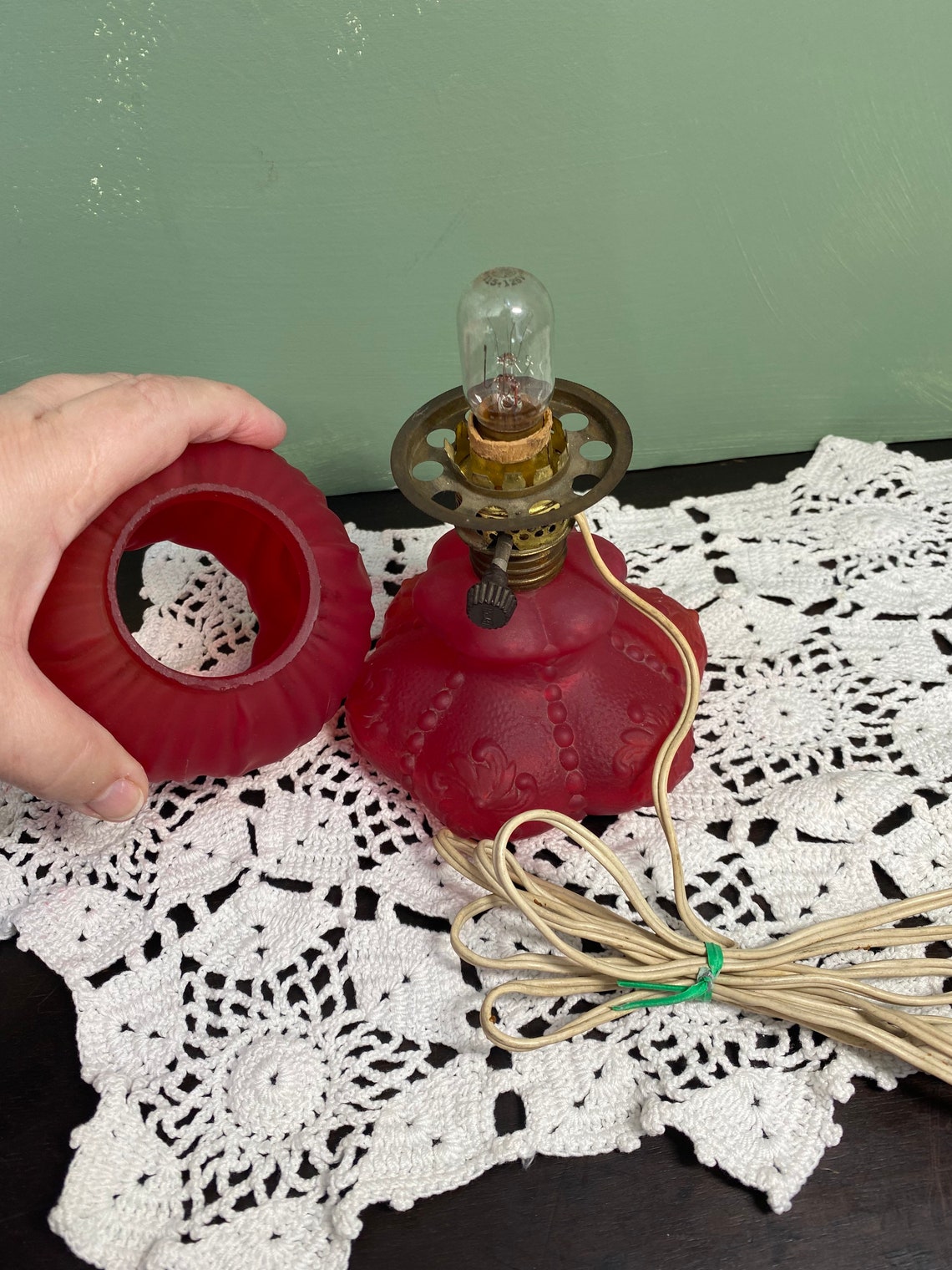 Antique Mini Miniature OIL LAMP Victorian Art Glass Electric | Etsy