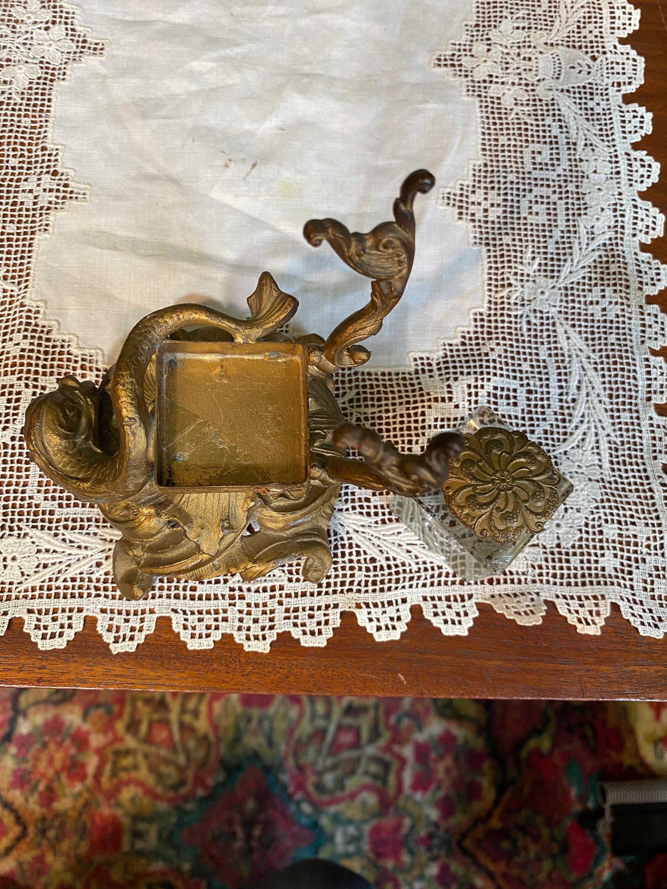 Antique Glass INK WELL Crystal Desk pen secretary Dolphin | Etsy