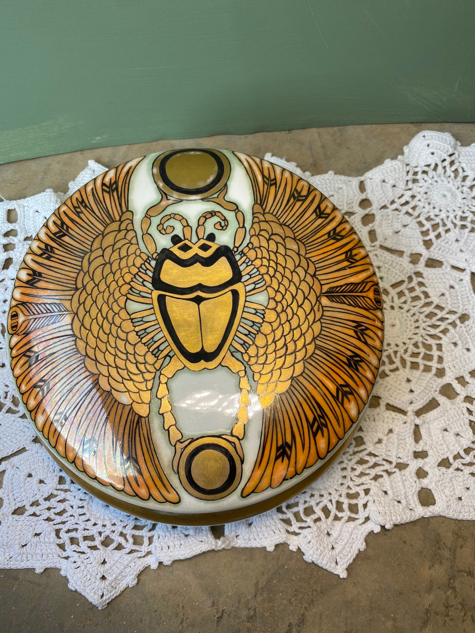 Antique Large Scarab Beetle Scorpion Limoges Artist Peters DRESSER ...