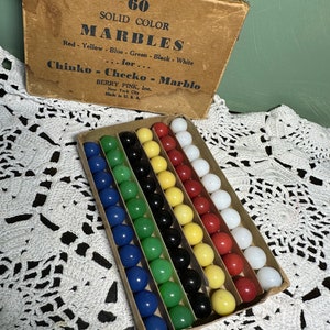 Vintage BOXED Chinko Checko MARBLES Glass Collectible Game Toy Child ...