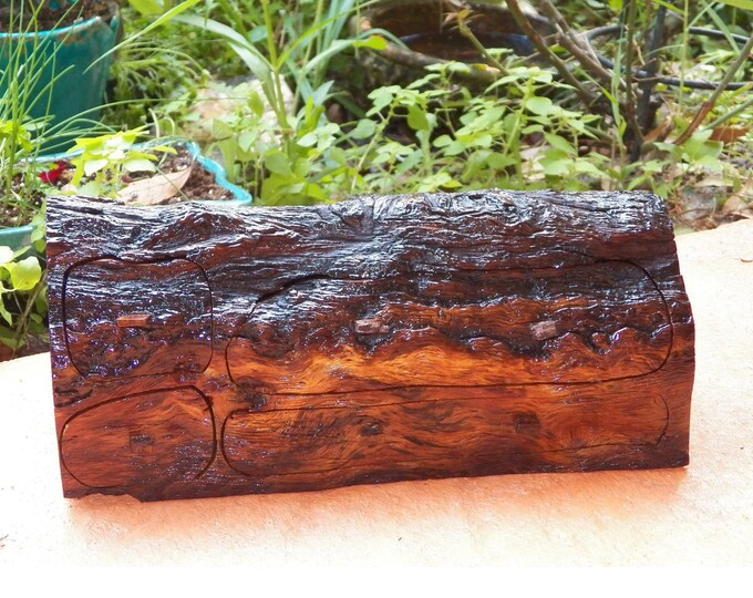 Hand Carved Unique Oak Wood BOX Keepsake Jewelry Chest Secret ...