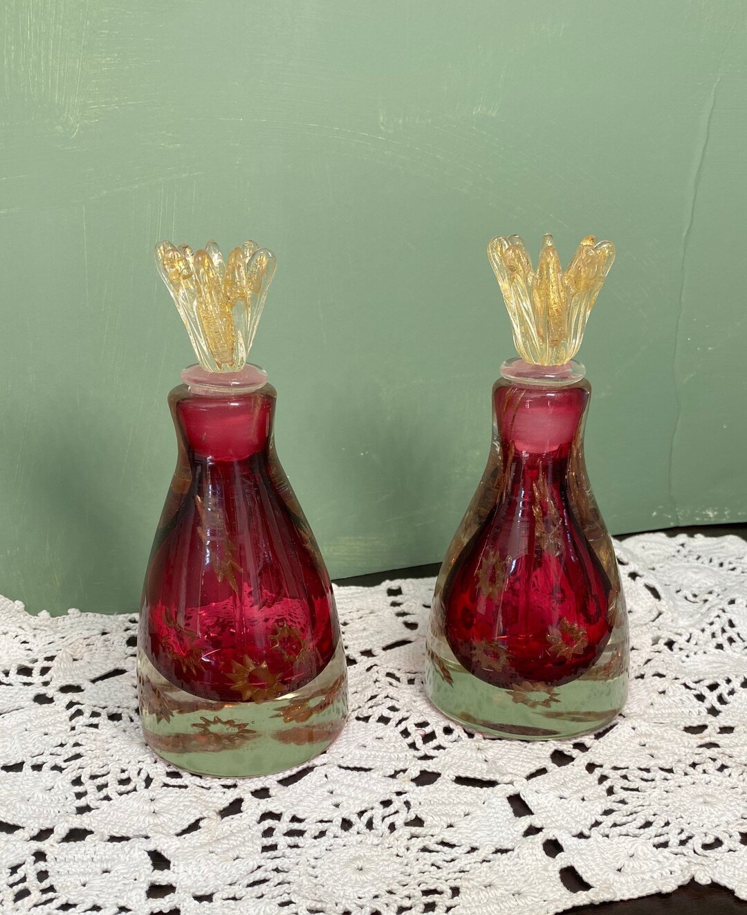 Antique Stunning Decanters Perfume BOTTLES Italian Murano Art Glass ...
