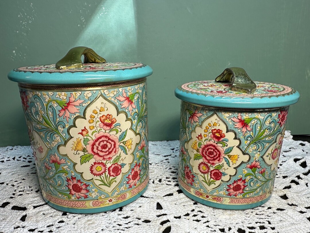 Vintage Holland Shabby Chic TINS Box Metal Embossed Litho Flowers ...