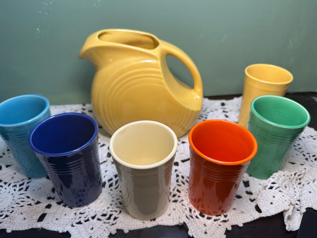 Vintage Classic Fiesta PITCHER TUMBLERS Set Homer Laughlin Fiestaware ...