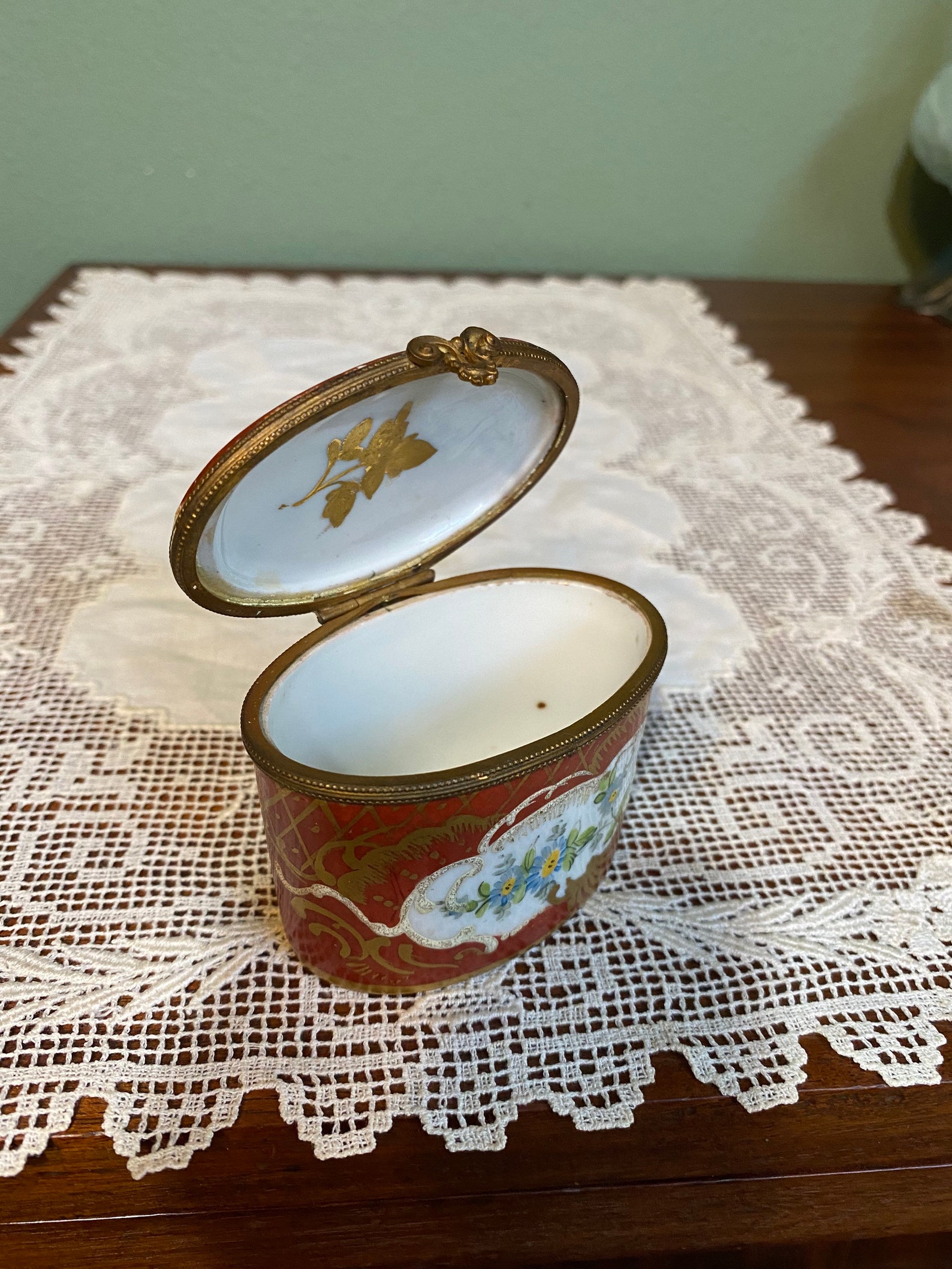 Antique Victorian France Limoges Porcelain BOX Dresser Powder Jewelry ...