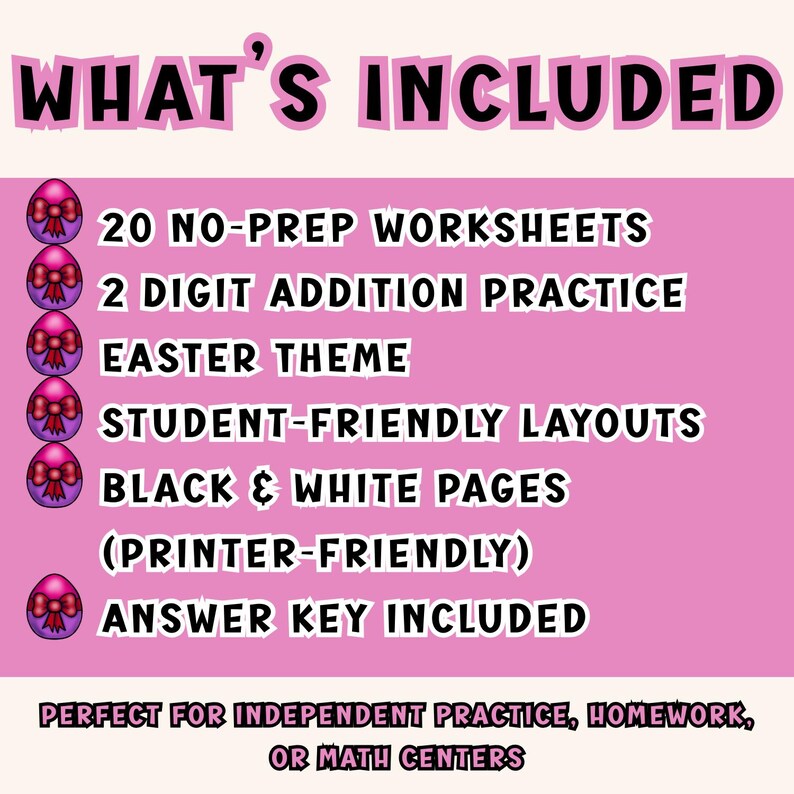 Easter Bunny 2-digit Addition Worksheets | Grade 2 Math Practice (no ...