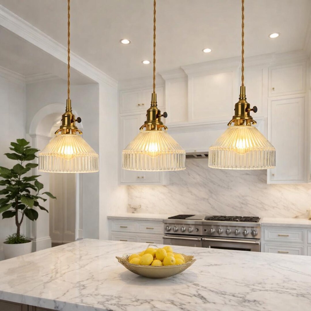 Vintage Brass Glass Pendant Light Hanging Lamp Ceiling Light - Etsy