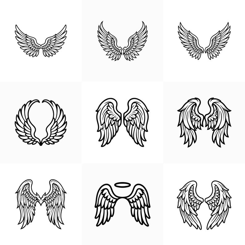 Angel Wings Bundle SVG PNG, Heavenly Wings Collection, Memorial Angel ...
