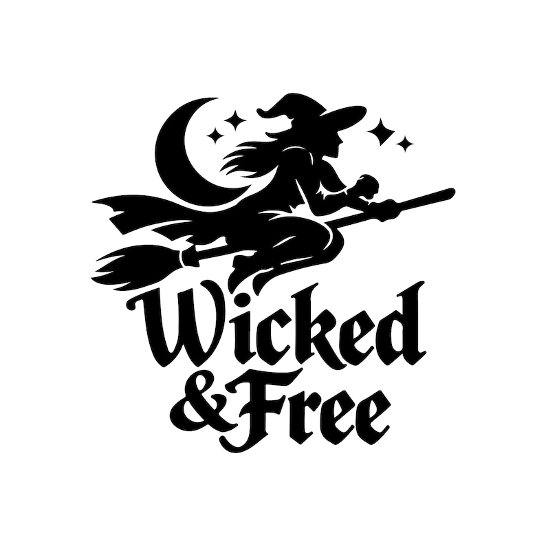 Witch Flying SVG, Wicked and Free PNG, Gothic Witch Silhouette ...