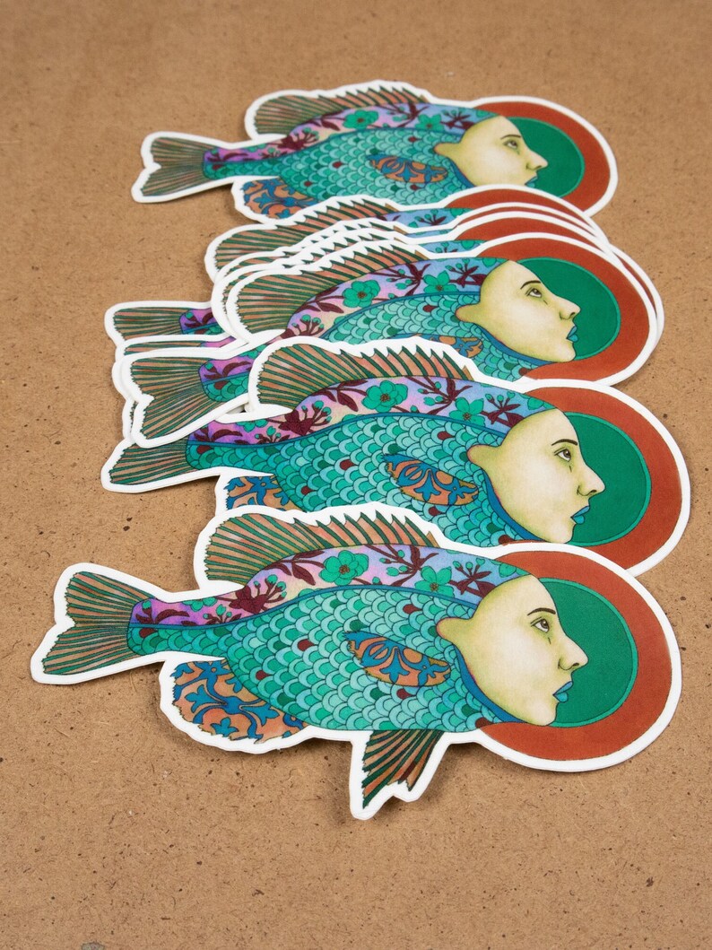 Ningyo Fish Sticker, Weird Mythology Art, Fantasy Mermaid Sea Creature ...