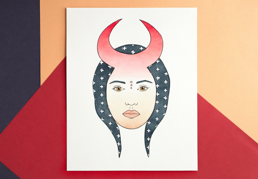 Sci Fi Crescent Moon Goddess, Celestial Witchy Wall Art Decor, Alien ...