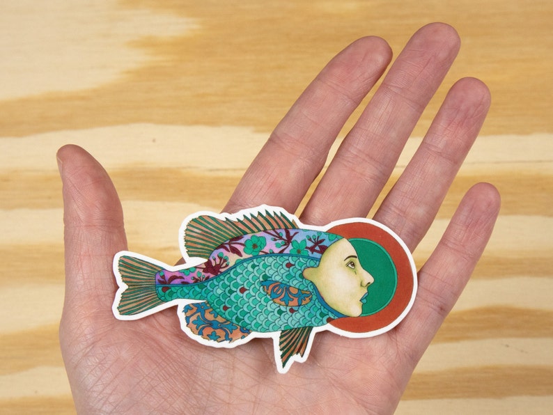 Ningyo Fish Sticker, Weird Mythology Art, Fantasy Mermaid Sea Creature ...