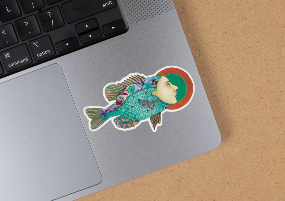 Ningyo Fish Sticker, Weird Mythology Art, Fantasy Mermaid Sea Creature ...