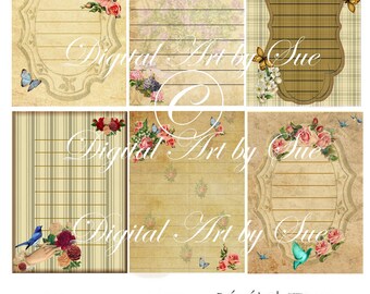 Instant Download Pretty Note Cards No. 7 Digital Printable Collage ...