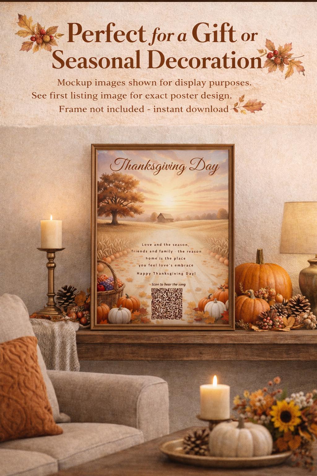 Thanksgiving Music Poster – "autumn Lane” | Scan QR Code to Hear the ...