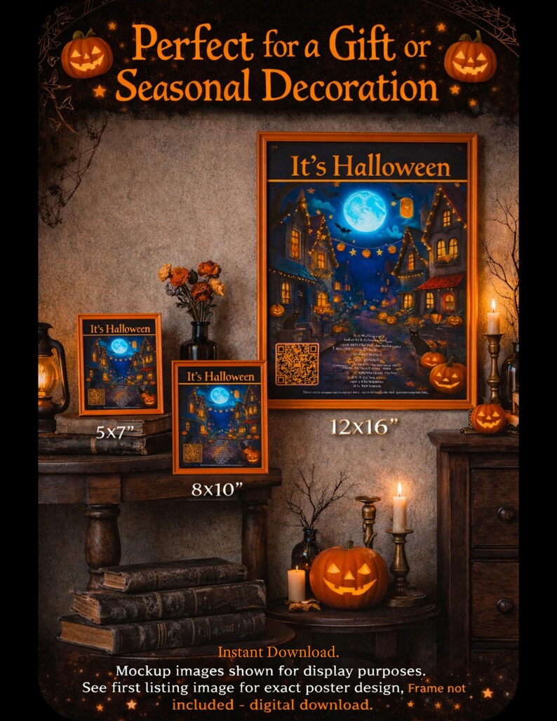 Halloween Music Poster - "halloween Night" | Scan QR Code to Hear the ...