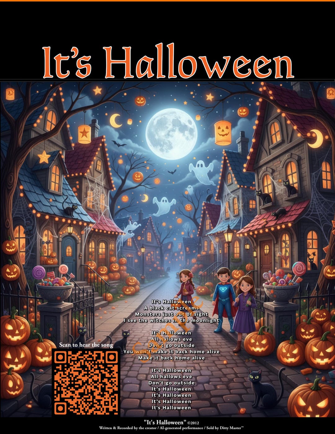 Halloween Music Poster - "spooky Village" | Scan QR Code to Hear the ...