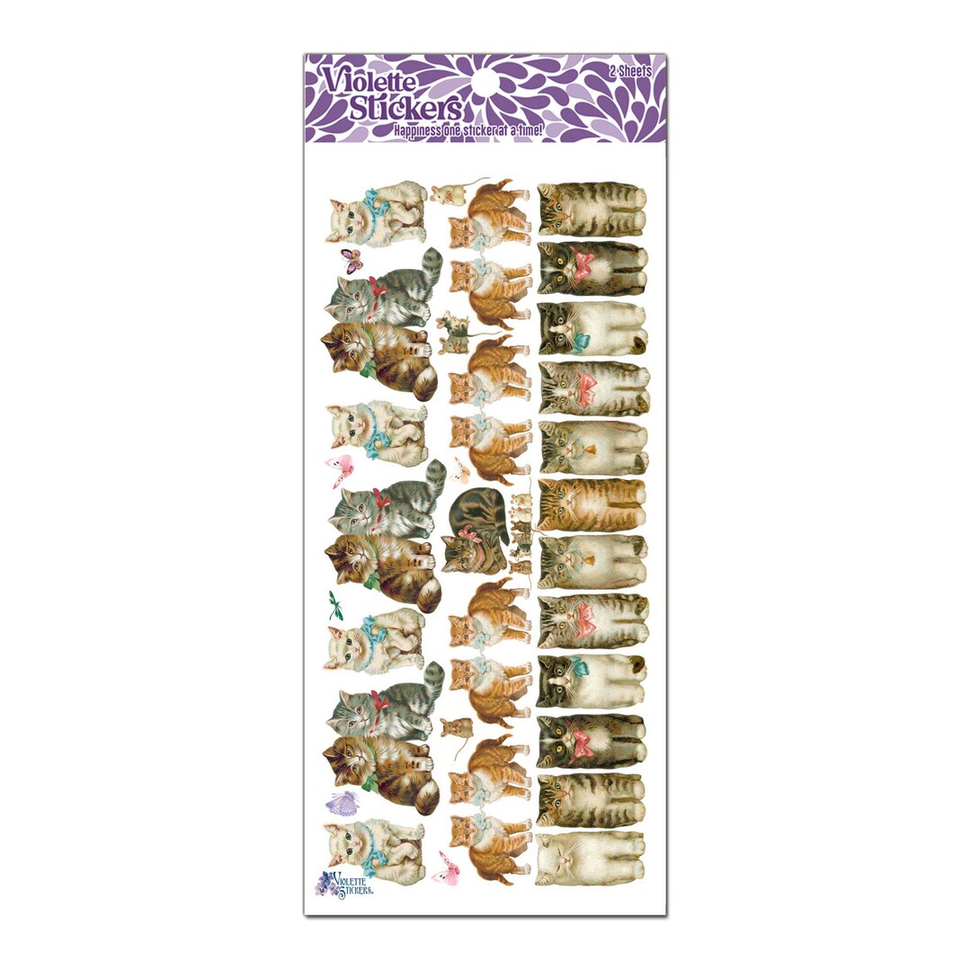 Victorian Rows of Cats Stickers 2 Sheets - Etsy