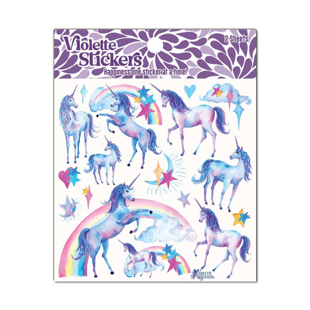Blue Unicorn Stickers 2 Sheets - Etsy