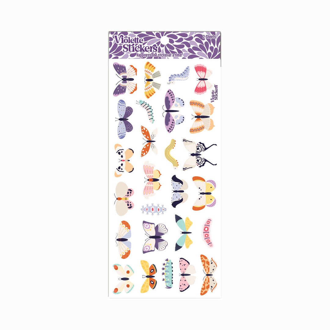 C242 Brand New Crystal Butterfly and Caterpillar Stickers - Etsy
