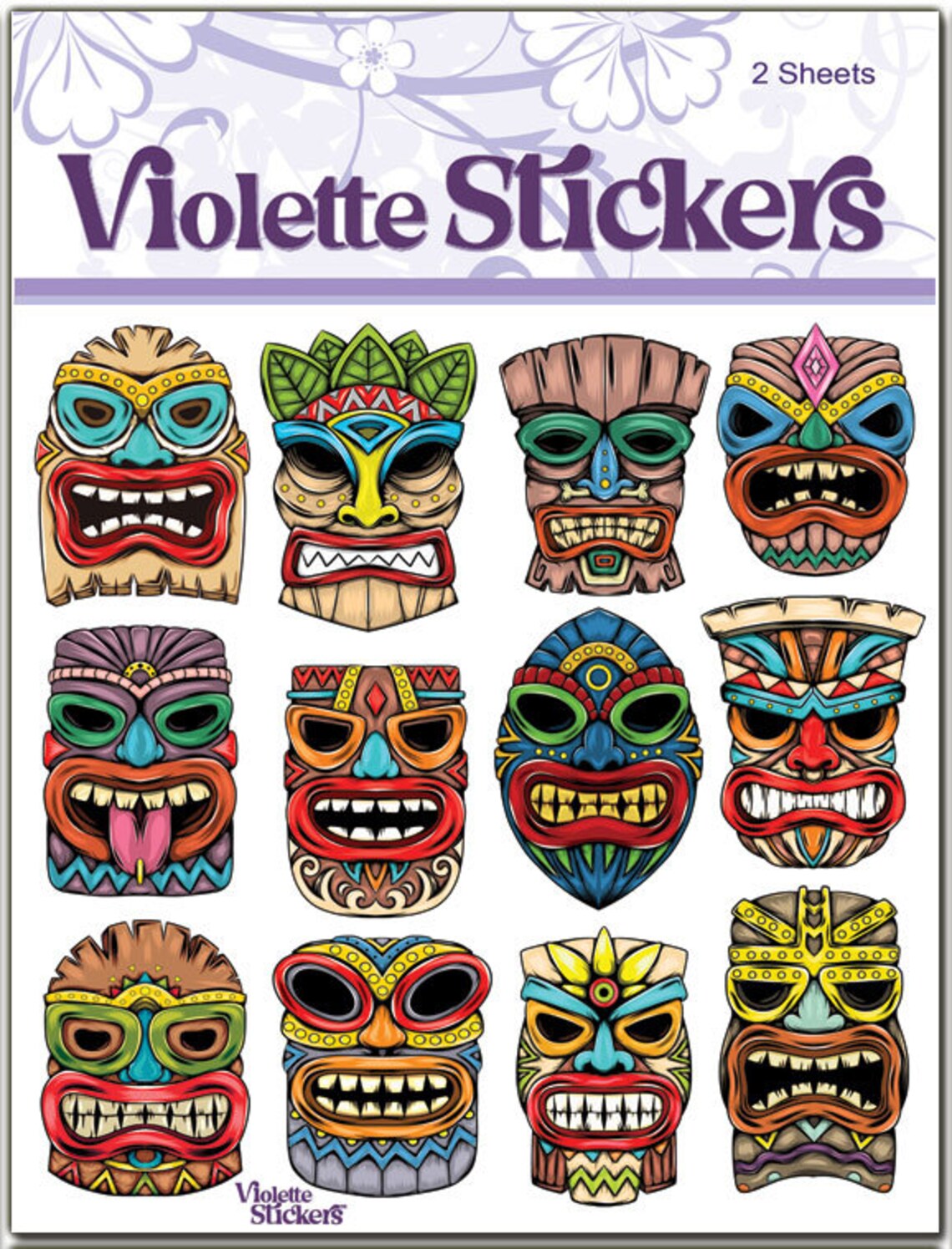 Tiki Masks Stickers 2 Sheets | Etsy