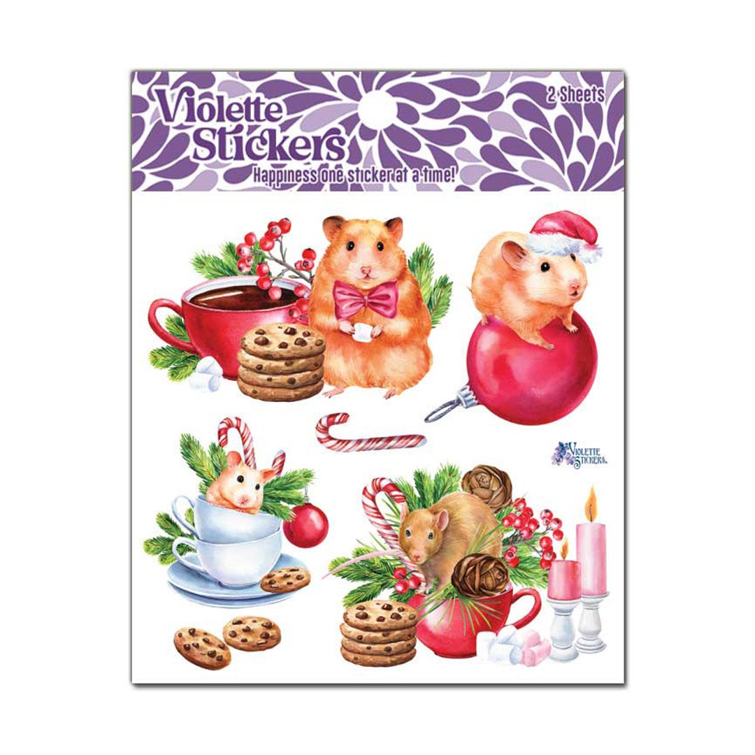 Christmas Mice Stickers 2 Sheets - Etsy