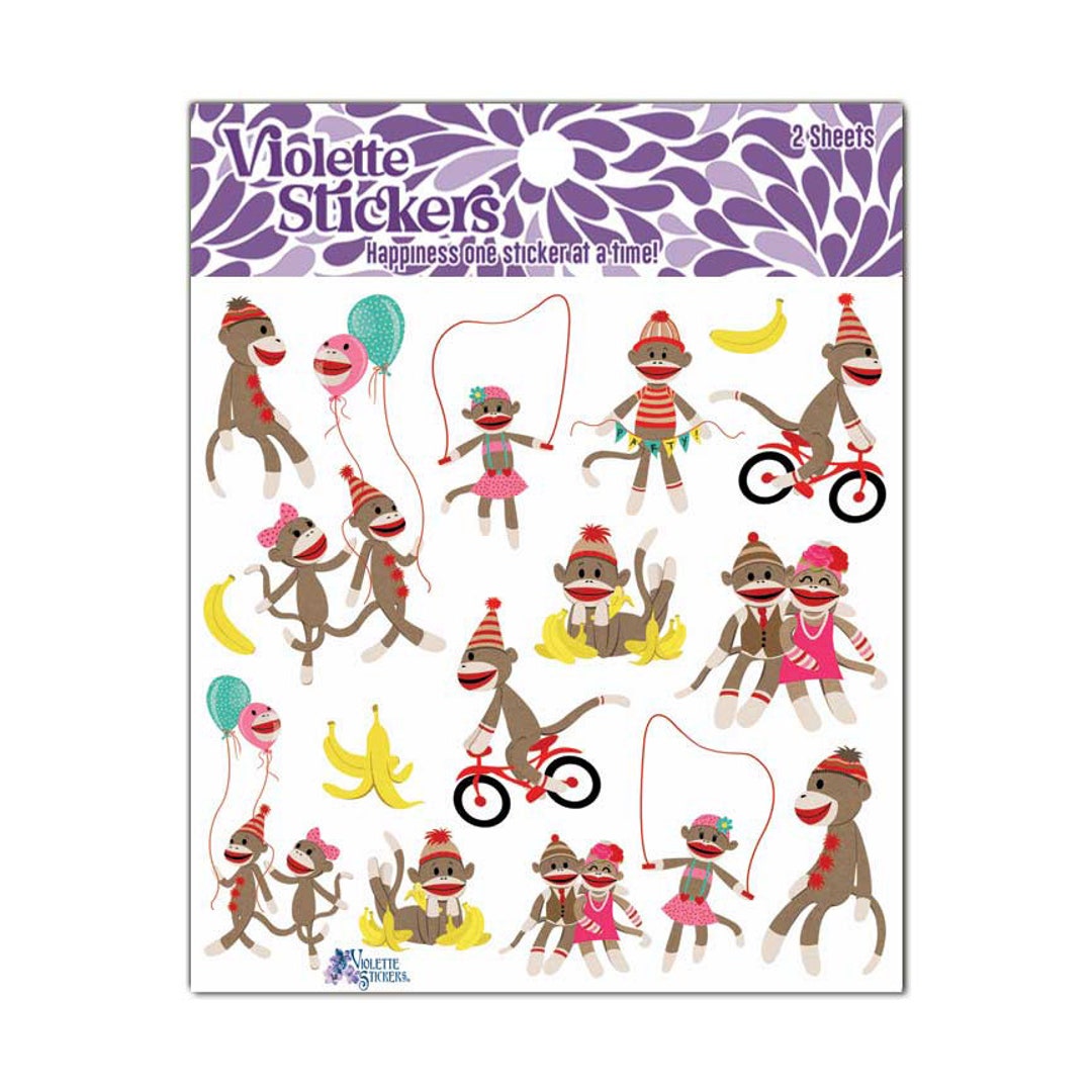 Sock Monkeys Stickers 2 Sheets - Etsy