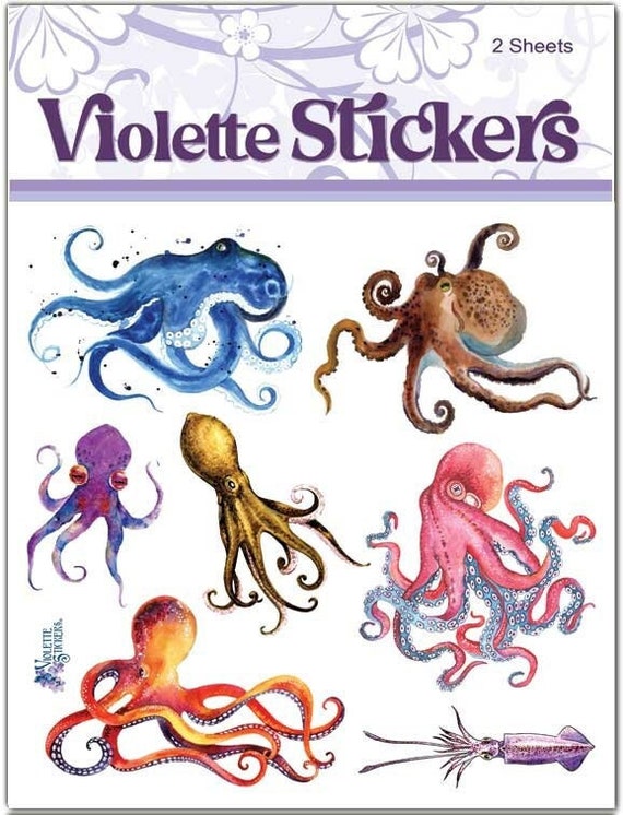 Octopus Stickers 2 Sheets - Etsy