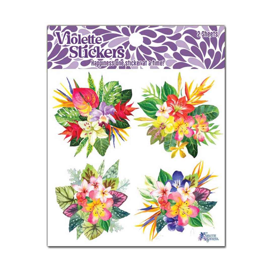 Hawaiian 4 Bouquet Stickers 2 Sheets - Etsy
