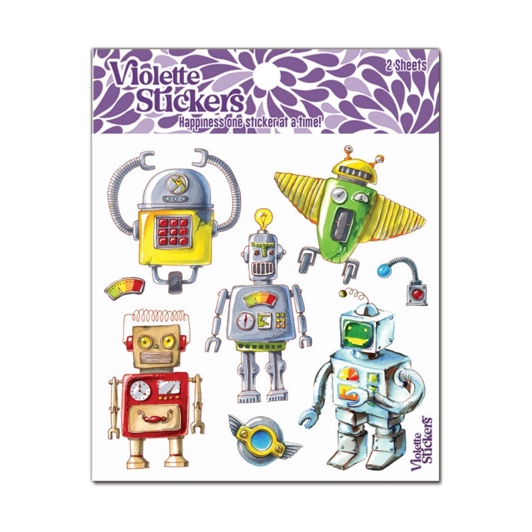 Robot Stickers 2 Sheets - Etsy