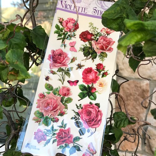 55pcs Vintage Rose Stickerlarge Size Floral Sticker Pack | Etsy