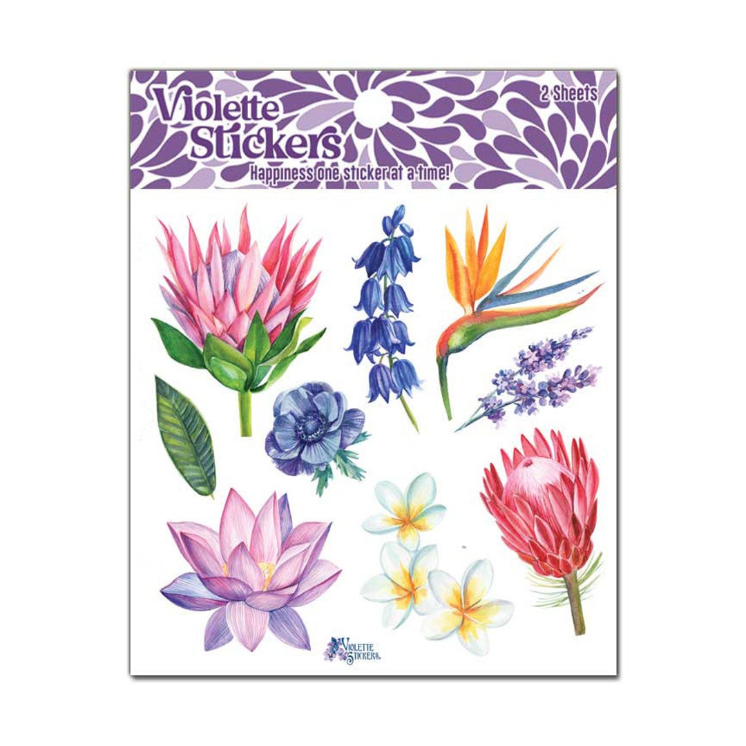 Hawaiian Stems Flower Stickers 2 Sheets - Etsy