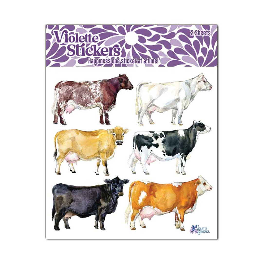 Cow Stickers 2 Sheets - Etsy