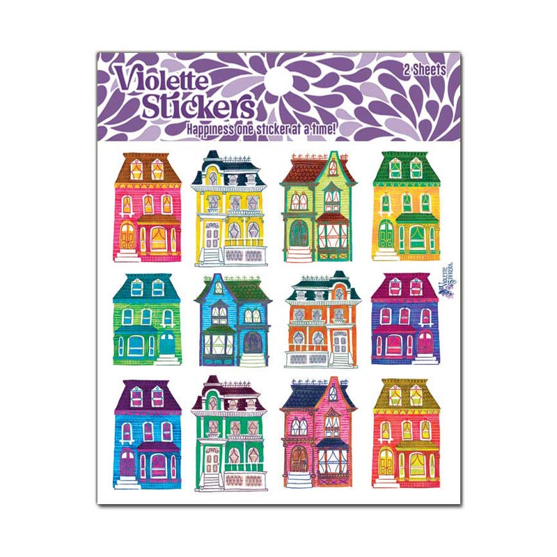 Sticker Row of Houses - Etsy